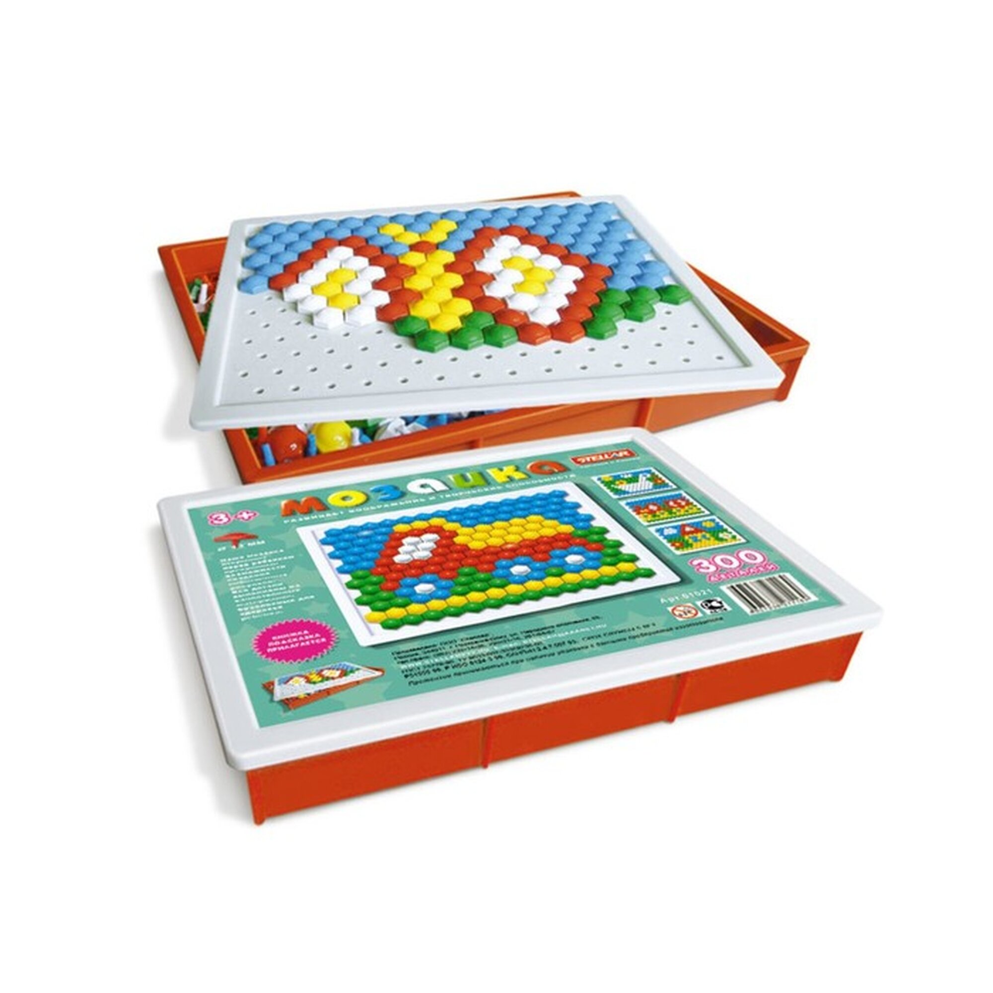 Мозаика Stellar, для детей 3-7 лет, пластик, 300 деталей, 13мм, разноцветная