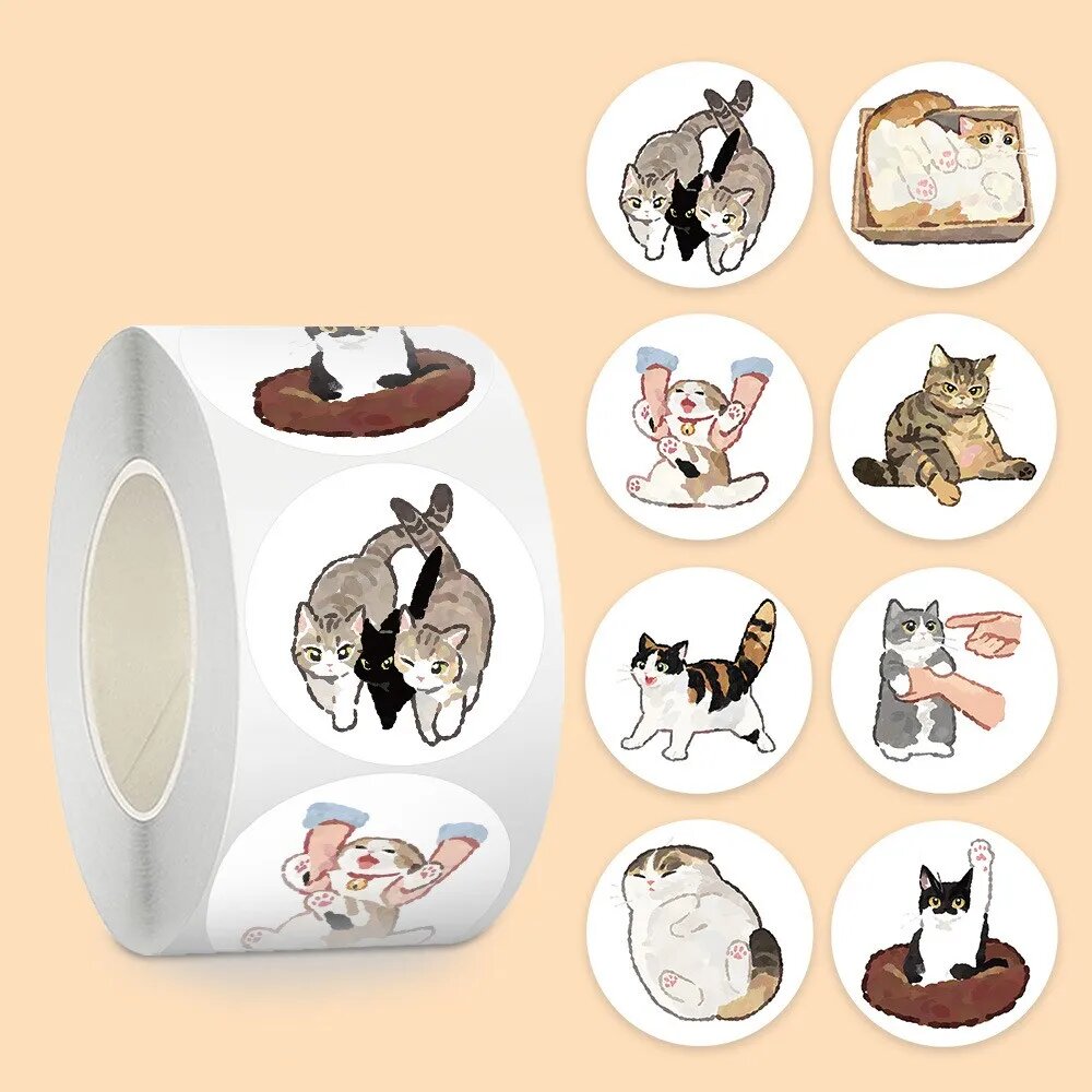 Наклейки на кошачью тематику, 500PC, Цвет B-MM
