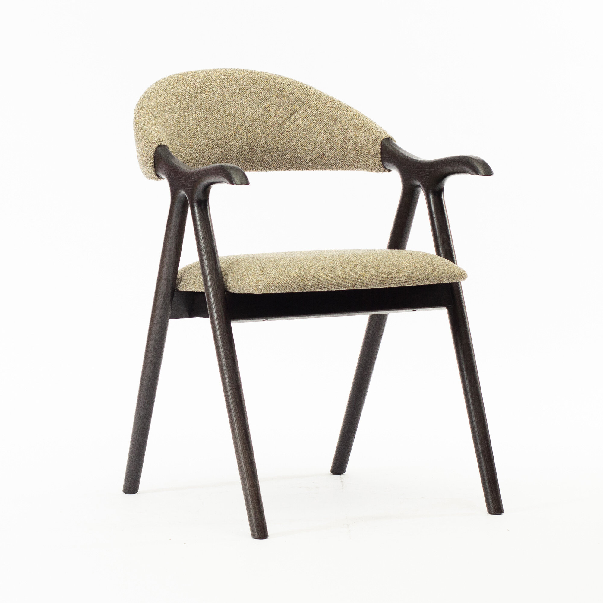 Стул Бурбон коричневая ткань массив ясеня (черный лак) для дома/для гостиной/для столовой/для кафе/кухонный стул/стул кухонный