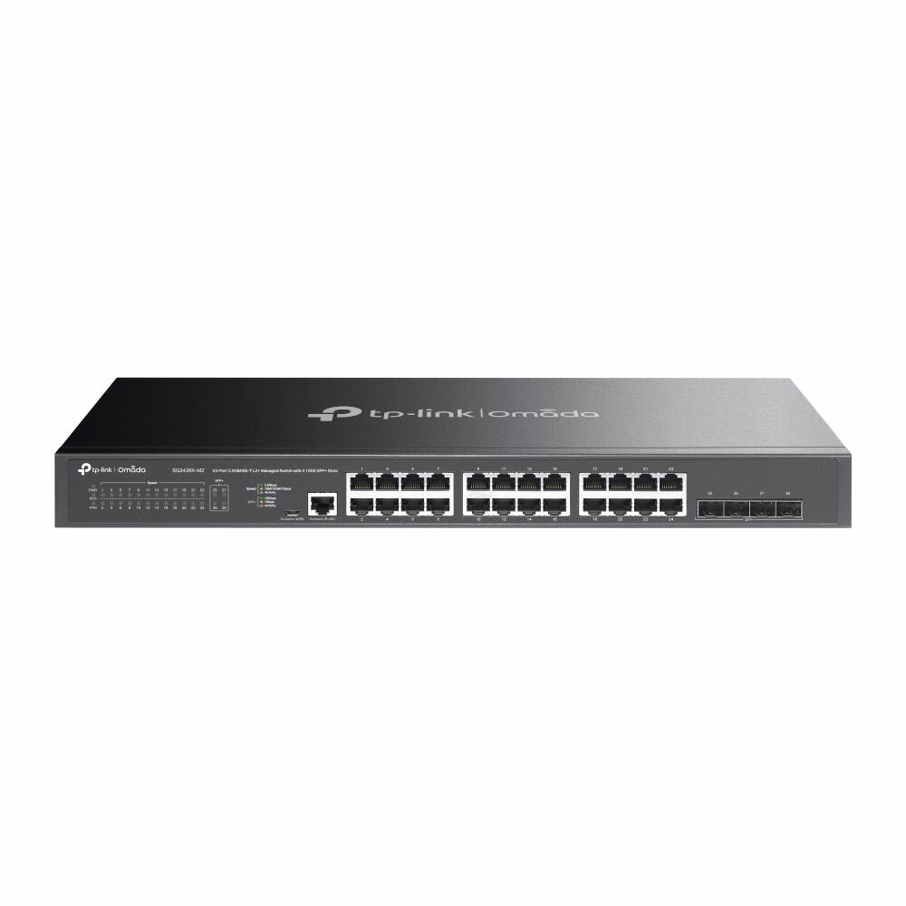 Коммутатор TP-Link SG3428X-M2, 24 RJ45 порта, 4 SFP+, управляемый, черный