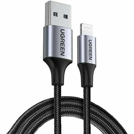 Кабель UGREEN US199 (60158) Lightning to USB-A 2.0 Cable. Длина: 2м. Цвет: черный
