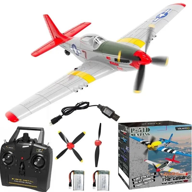 Самолет Volantex P51D RC (красный) Mustang, размах крыльев 2,4 ГГц 4CH 400мм, U - образный вращающийся трюк RC Самолет Warbird Подарочные игрушки 761 - 5