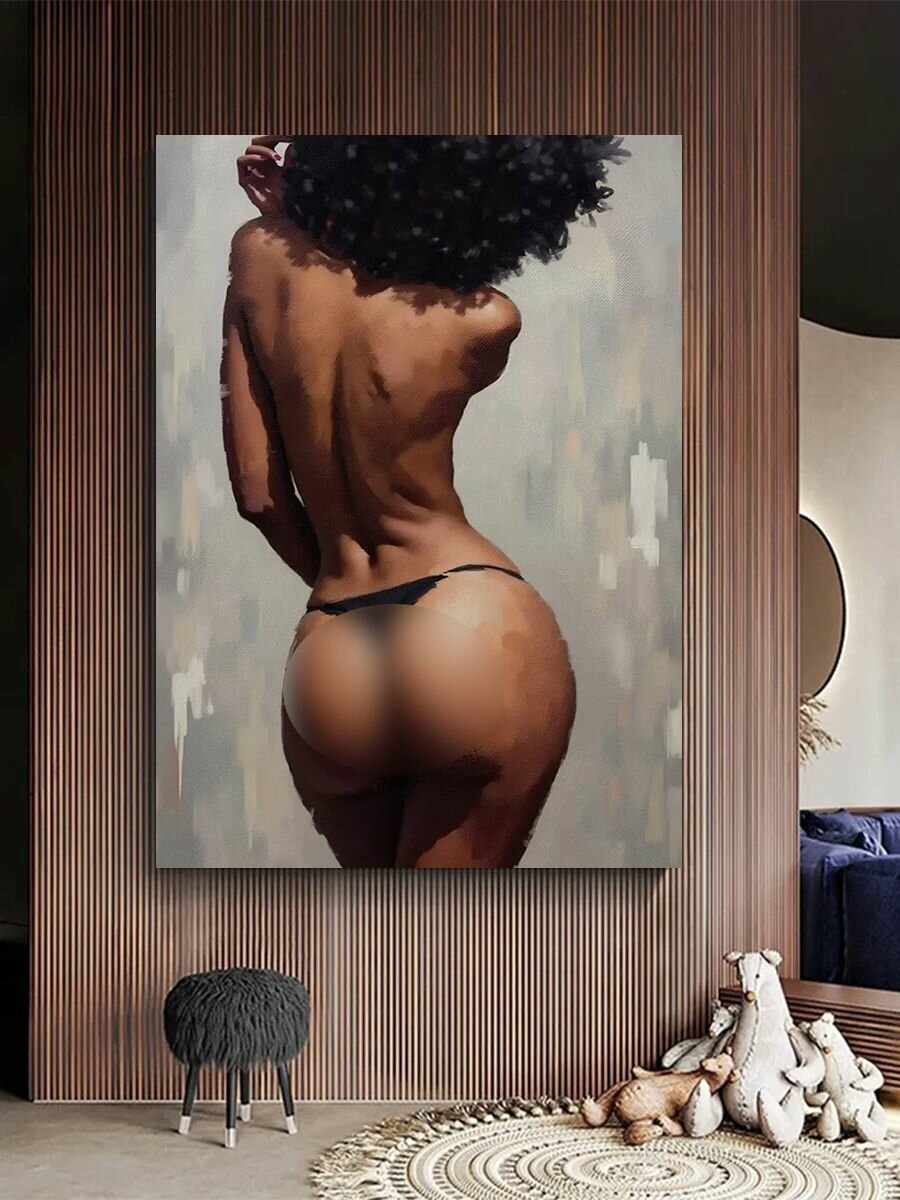 Картина на стену - "Сексуальная девушка, голая 18+, масляная живопись, эротический арт" , 60х80 см.