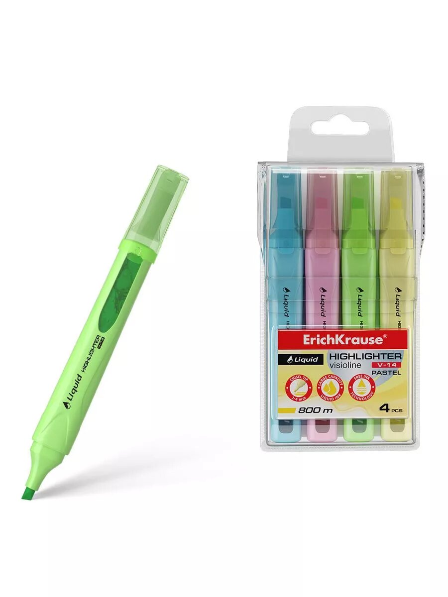 Набор из 4 текстмаркеров Visioline V-14 Pastel