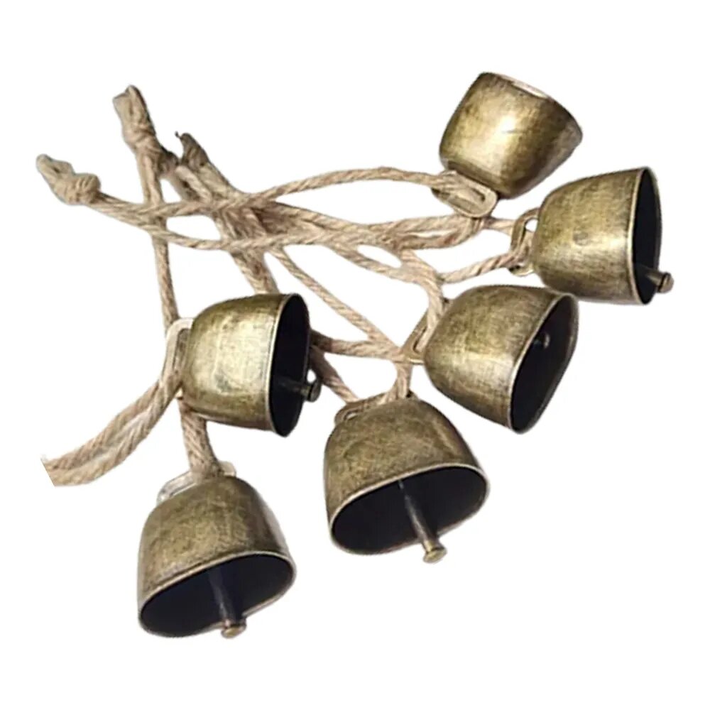 6 подвесных металлических колокольчиков с веревкой для аксессуаров питомцев или декора дома