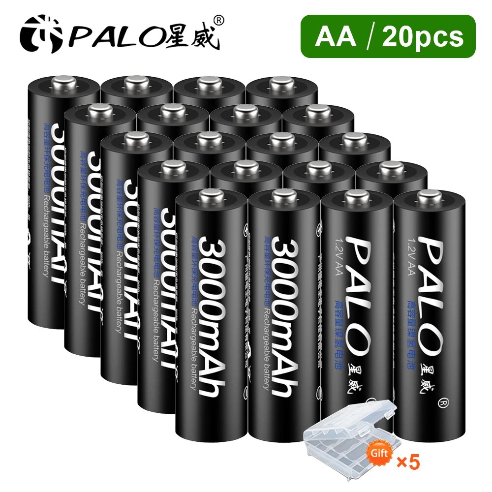 PALO Ni-MH перезаряжаемые батарейки АА 4-24 шт. 1,2 В 20pcs AA