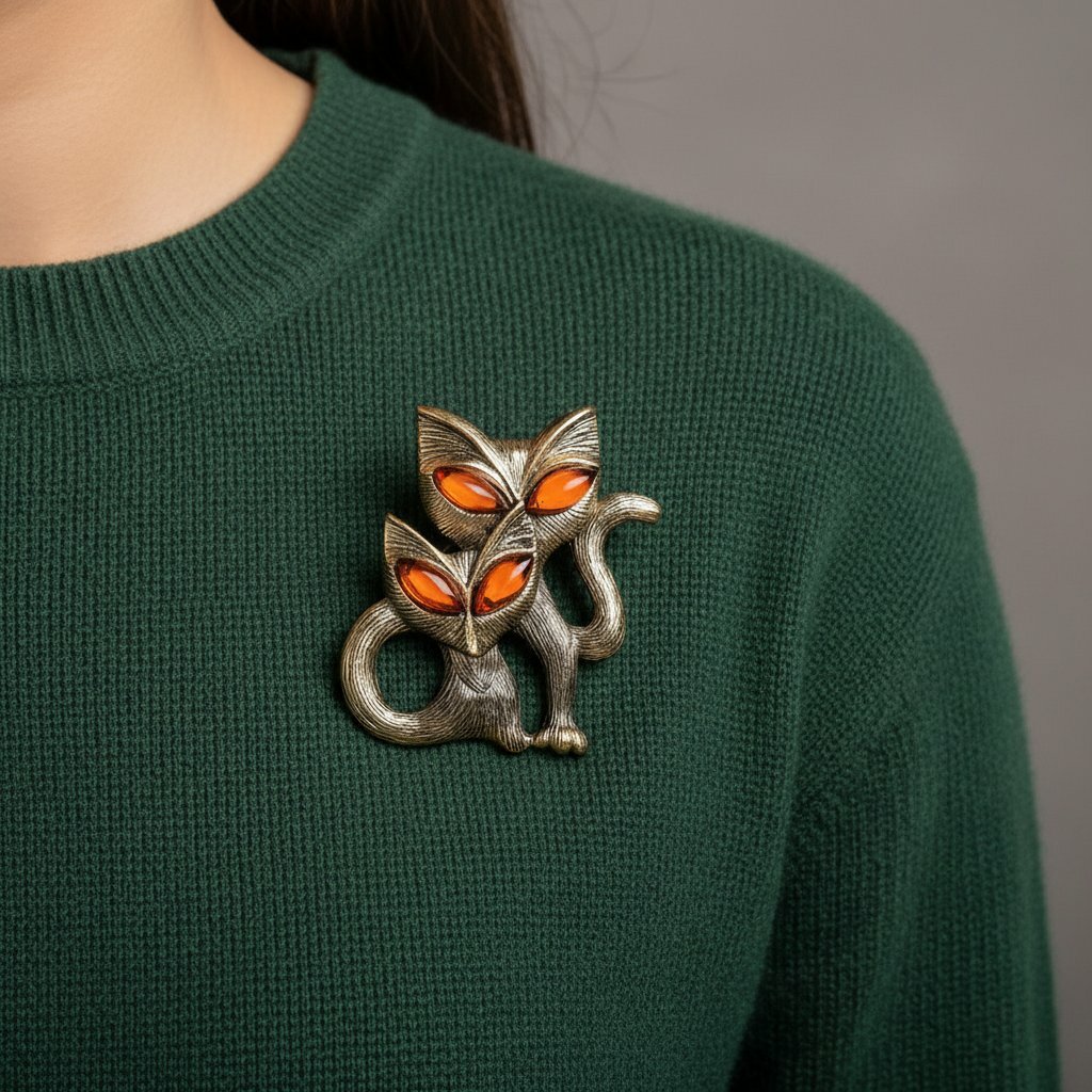 Брошь, янтарь