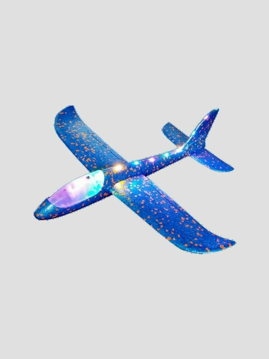 Метательный самолет светящийся, игрушка из пенопласта для улицы, планер пенопластовый с подстветкой 48 см