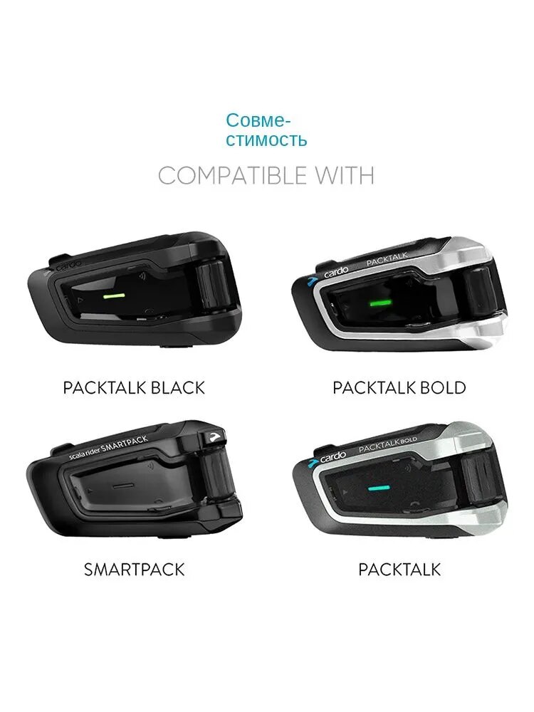 Cardo PACKTALK 2 Helmet Kit Bluetooth мотогарнитура для шлема — фото 1