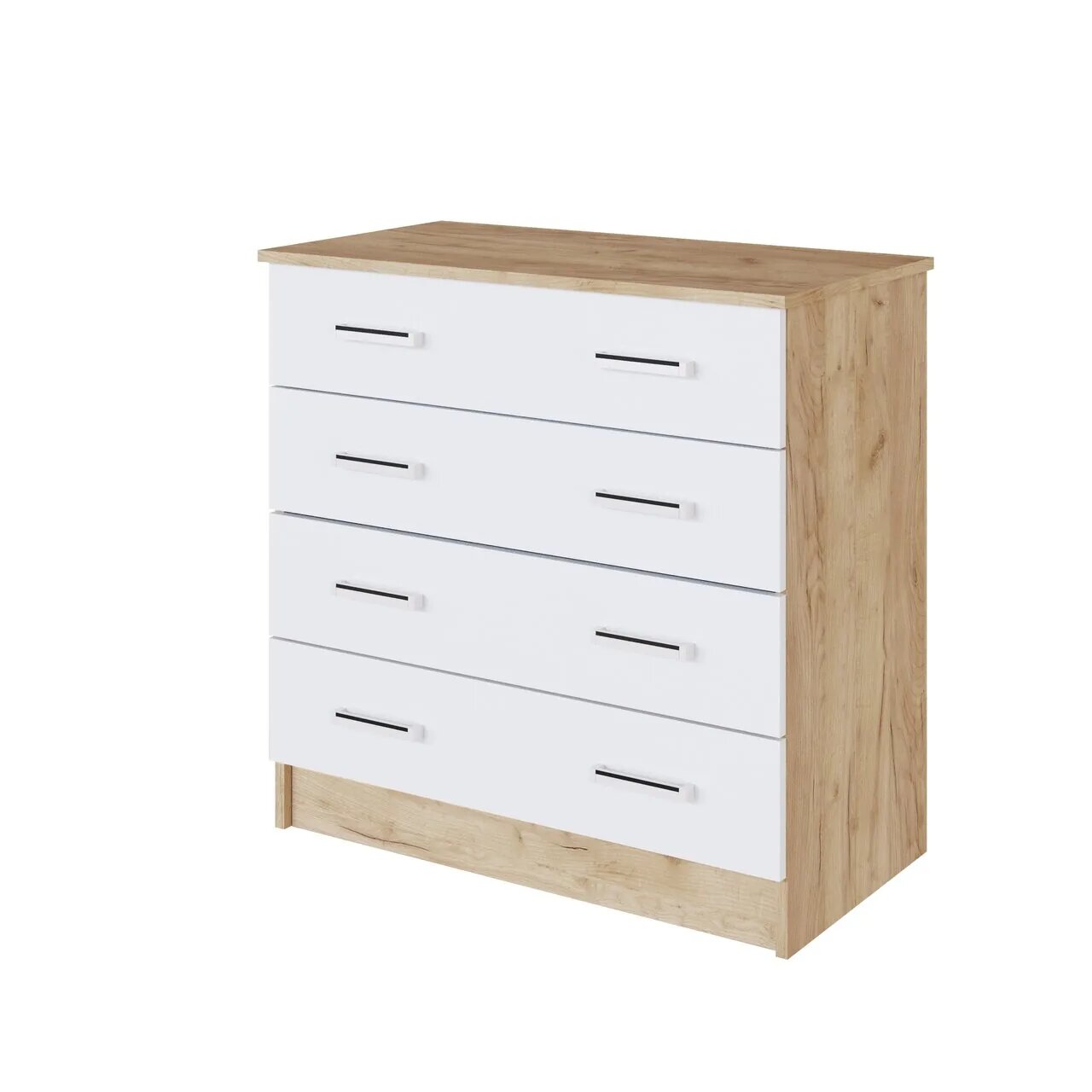 Комод «Катрин 3» роликовые направляющие, ЛДСП (Дуб крафт золотой/Белый) 82х44х81