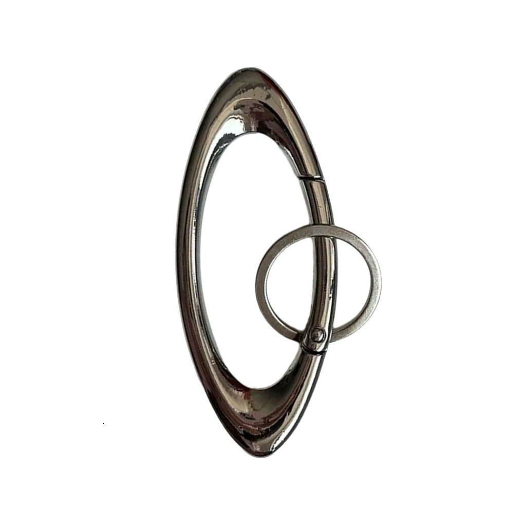 Металлический карабин-брелок, овал стального цвета