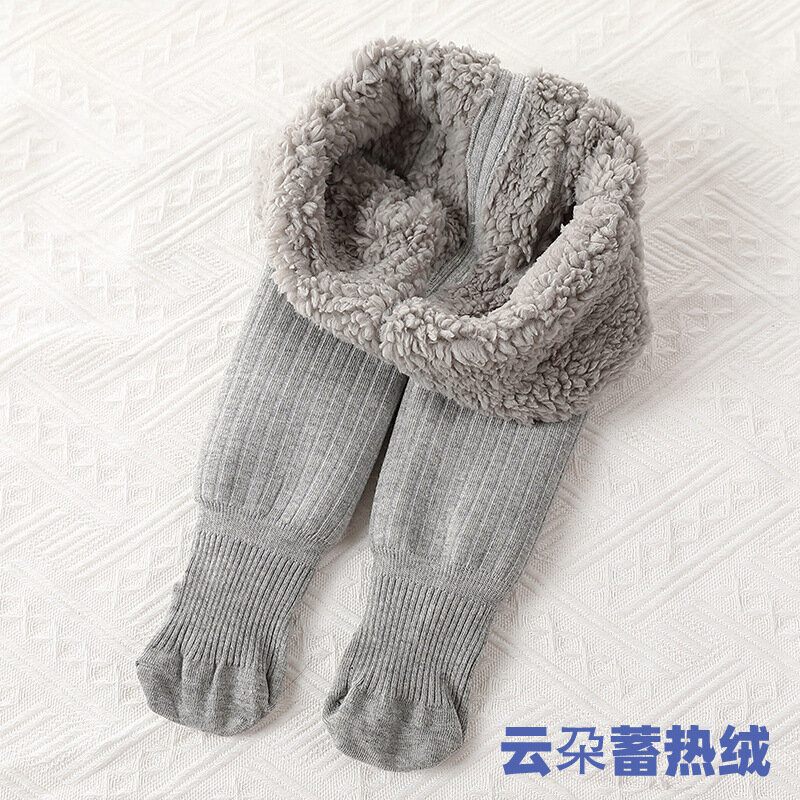 Детские колготки для осени и зимы, с флисовой подкладкой и утепленные, однотонные, для мальчиков и девочек, цельные флисовые теплые леггинсы для верхней одежды.