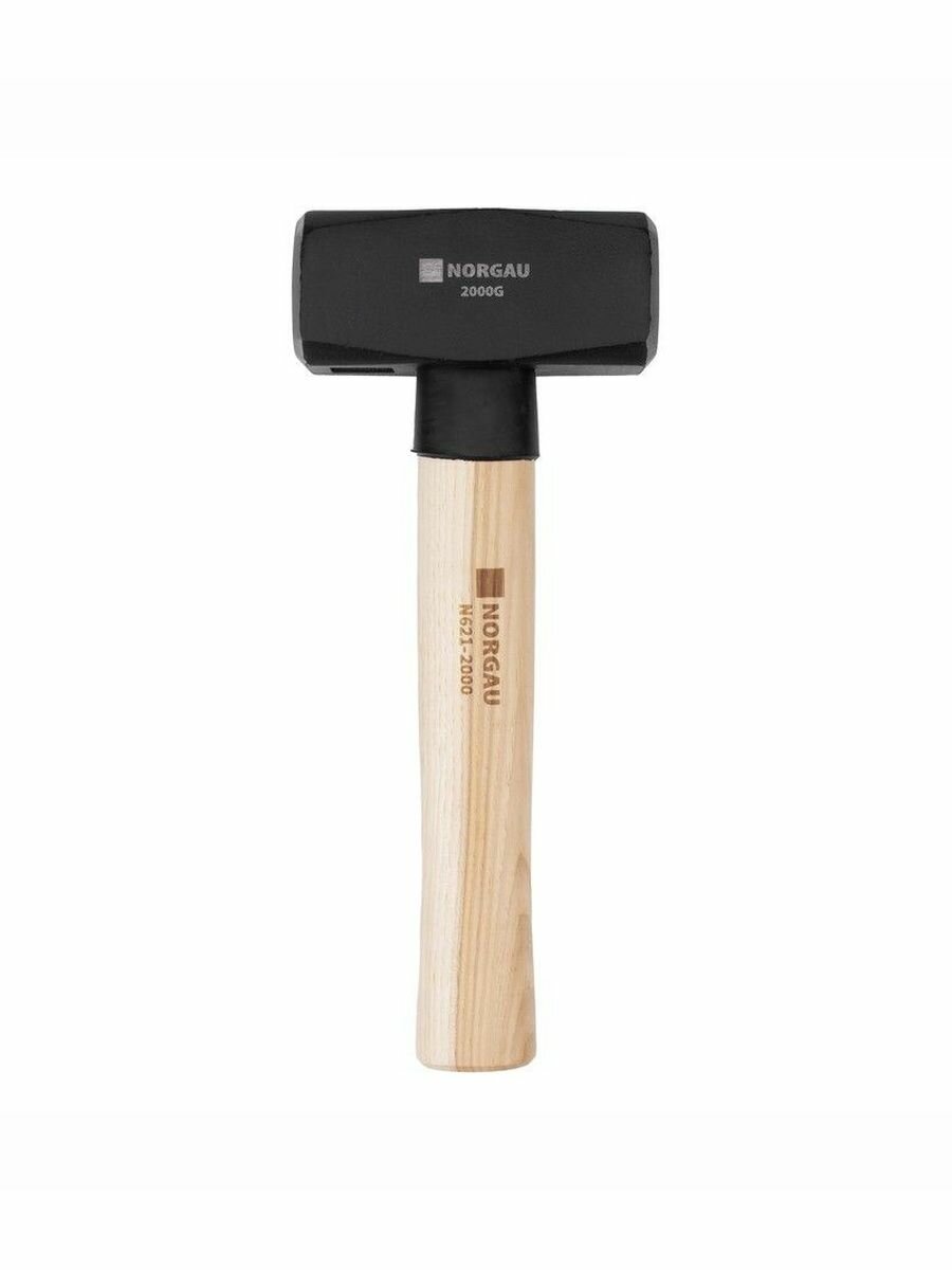 Кувалда NORGAU Industrial с кованным бойком из специальной стали весом 2 кг и деревянной рукояткой из гикори, 28 см