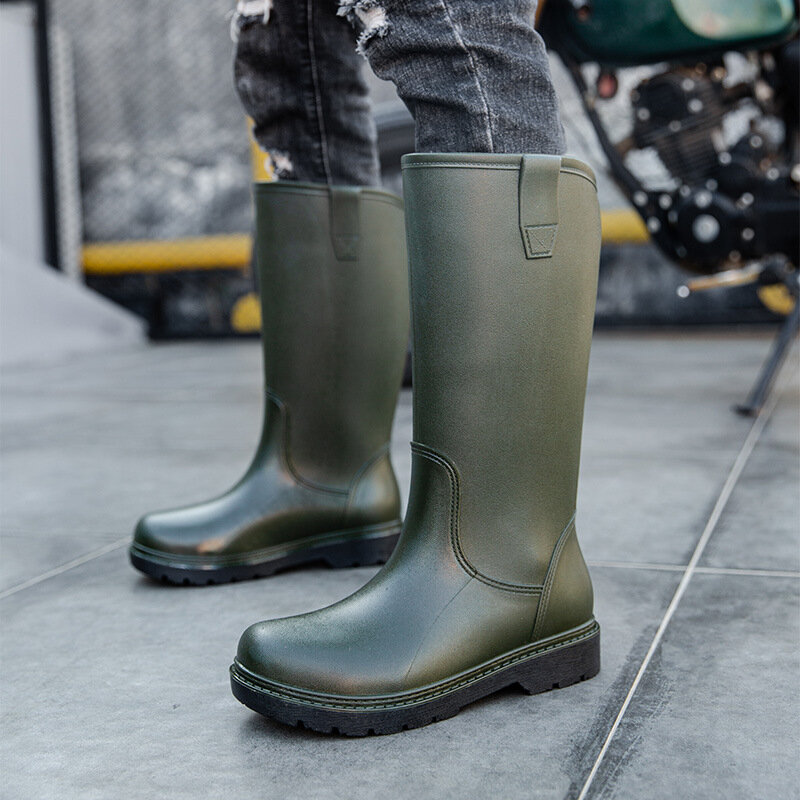 Стильные мужские высокие водонепроницаемые сапоги для дождя, нескользящие сапоги для дождливой погоды, сапоги для кухни, рыбалки, доставки еды на вынос, мойки автомобилей, резиновые сапоги для мужчин. Размер обуви. EU:40
