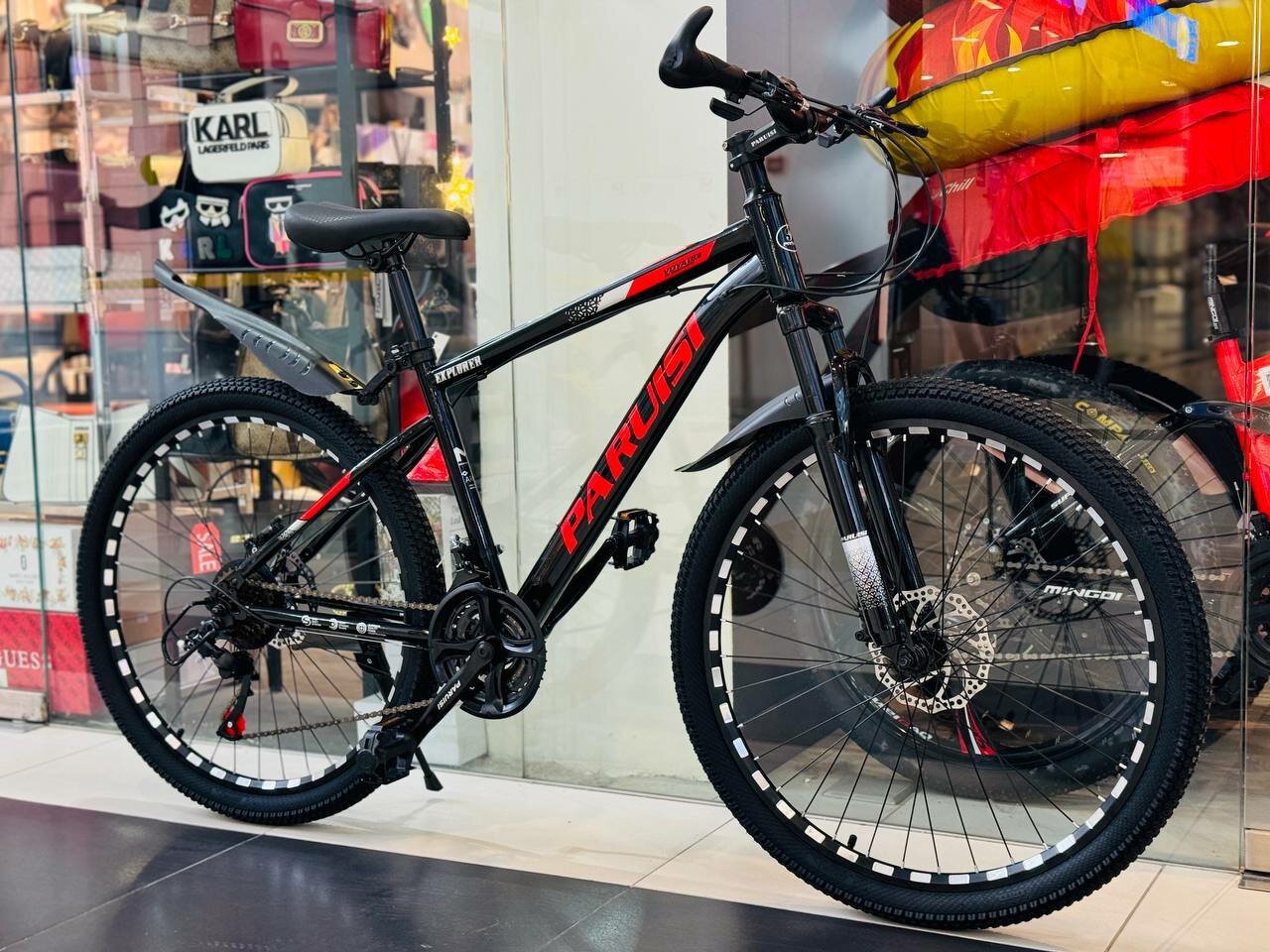 Велосипед горный скоростной Paruisi 24s 26 дюймов / взрослый, мужской и женский для прогулки / скоростной, спортивный велик черный красный