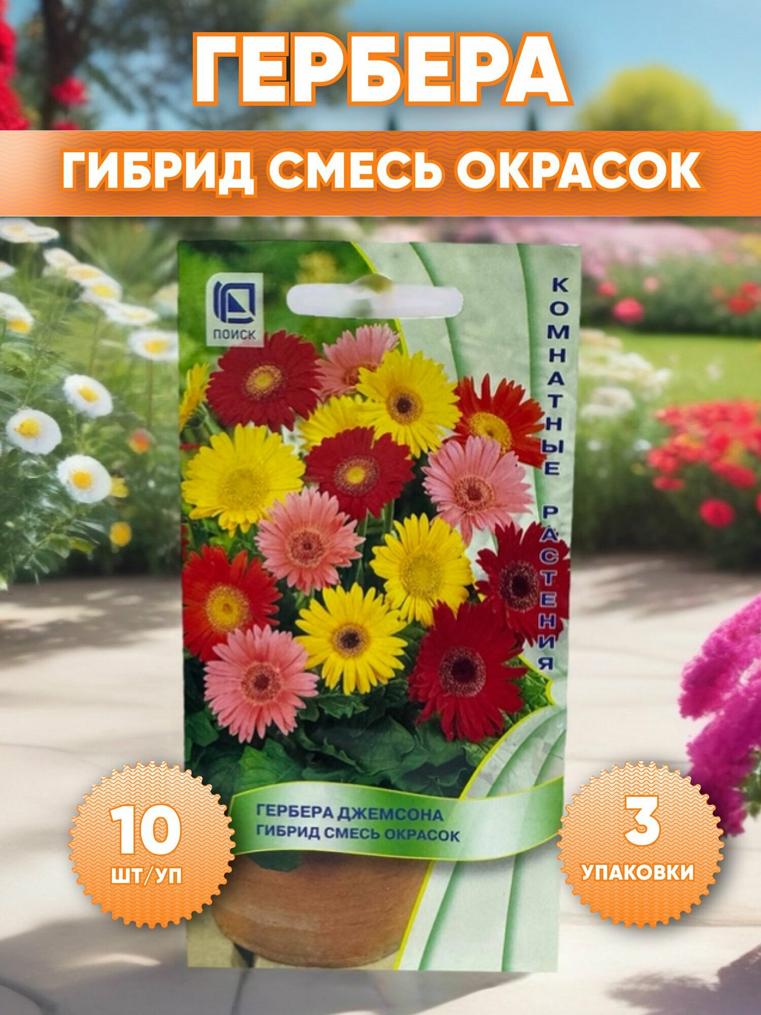 Семена Гербера Джемсона смесь окрасок 10шт/3уп, Поиск