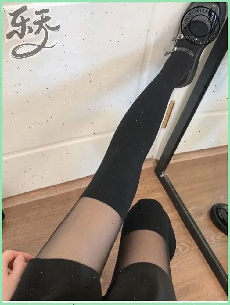 Колготки женские, 30 ден, черные, имитация чулок, 1 шт