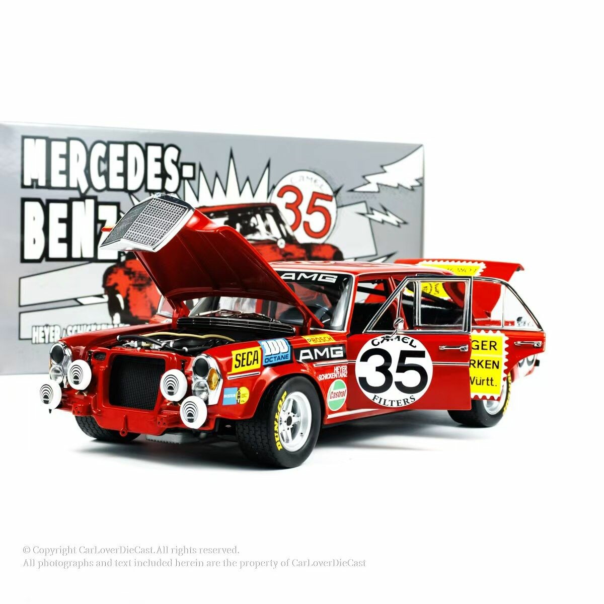 MINICHAMPS Модель автомобиля Mercedes-Benz, 1:18, 2 место 24 часа Спа 1971 (Mercedes-Benz 300SEL 6.8, Team AMG, #35)