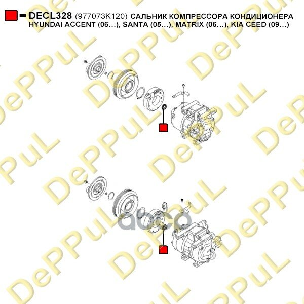 Сальник компрессора кондиционера HYUNDAI ACCENT (06…), SANTA (05…), MATRIX (06…), KIA CEED (09…) HYUNDAI-KIA DePPuL арт. DECL328