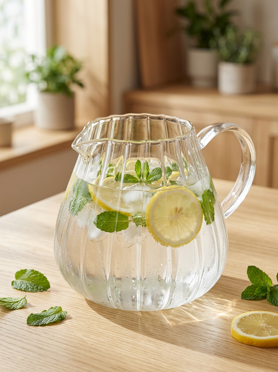 Кувшин для воды и сока стеклянный "Лава" без крышки, 1 литр.