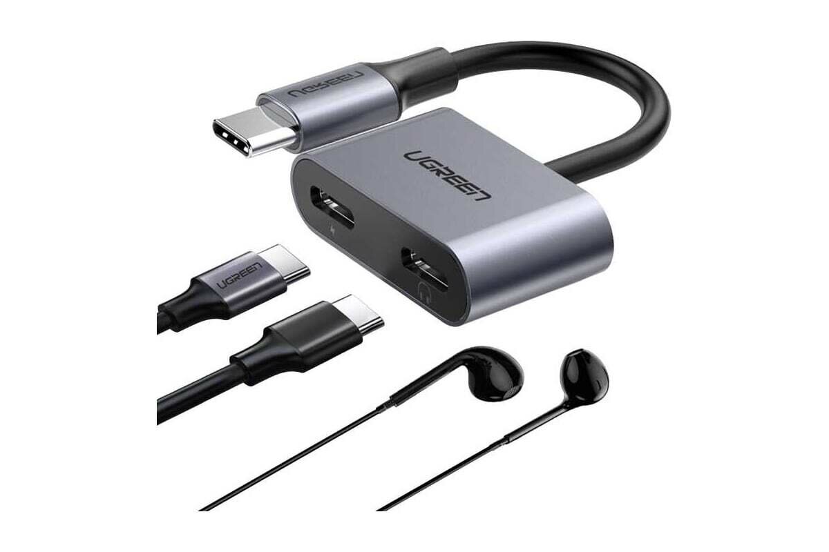 Адаптер Ugreen CM232, USB-C, экранированный, магнитный разъем, серый