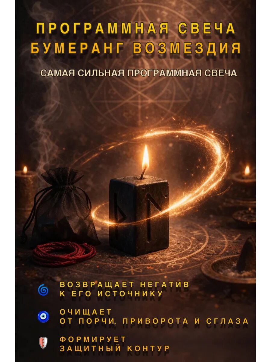 Свеча ритуальная «Щит от негатива и зла»