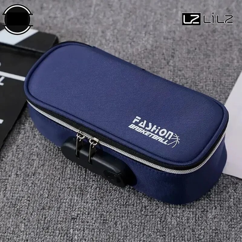 Пенал школьный каркасный «Lizhifan» с кодовым замком, темно-синий, 215*95*65 мм