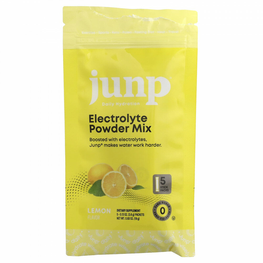 JUNP Hydration, электролитная порошковая смесь, со вкусом лимона, 5 пакетиков по 3,6 г (0,13 унции)