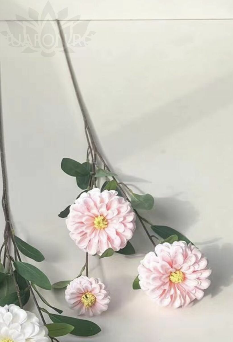 Искусственные цветы для декора интерьера 2 букета Георгин розовый 65см