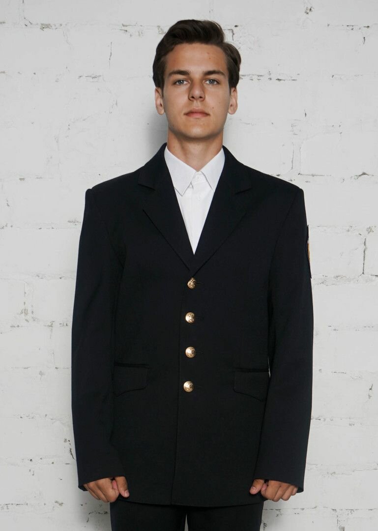 Китель форменный мужской п/ш иссиня-черный ФСБ с шевроном р. 56/176