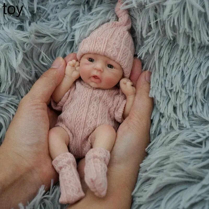 7-дюймовая силиконовая кукла-девочка, реалистичная мини-кукла-реборн, силиконовая игрушка с принадлежностями для кормления