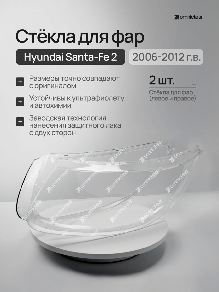 Стекла фар Hyundai Santa-Fe 2 2006-2012