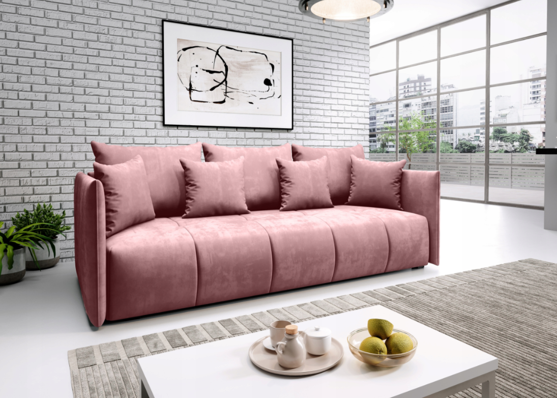 Диван раскладной "Керри" ДиванРус, еврокнижка, 210*105 см, антивандальный велюр, цвет розовый, ящик для белья