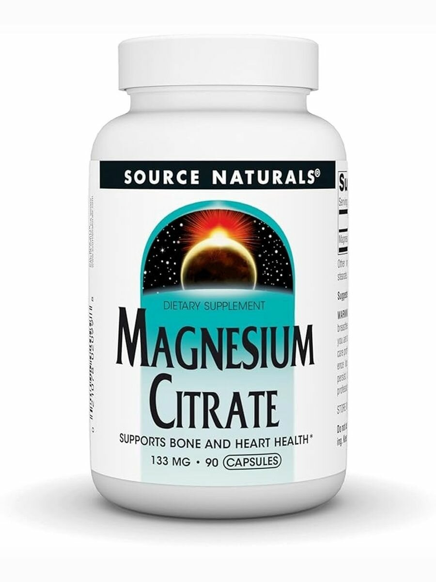 Цитрат магния, Source Naturals, Magnesium Citrate, 133 мг, 90 капсул