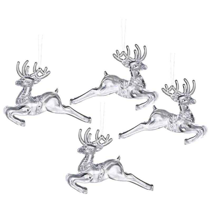 Набор из 4 рождественских украшений «Снежинки», Подвеска с летающим оленем