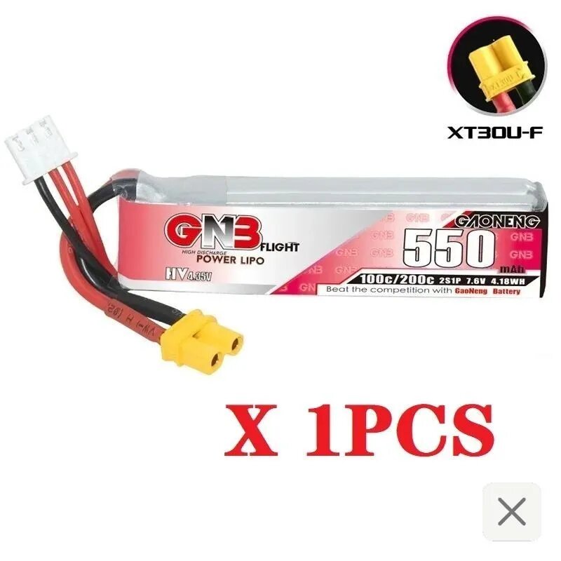 GNB 2S 7,6 В 550 мАч HV Lipo Батарея для Happymodel toy Racing Cine Whoop Betatoy RC 7,6 В Батарея 100C с вилкой XT30U-F