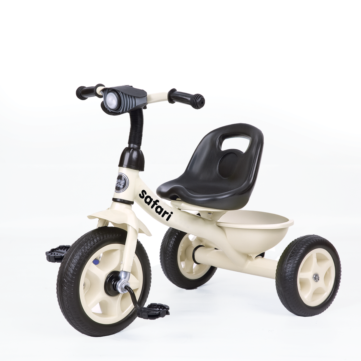 Детский велосипед, трехколесный Safari trike, с фонариком, бежевый