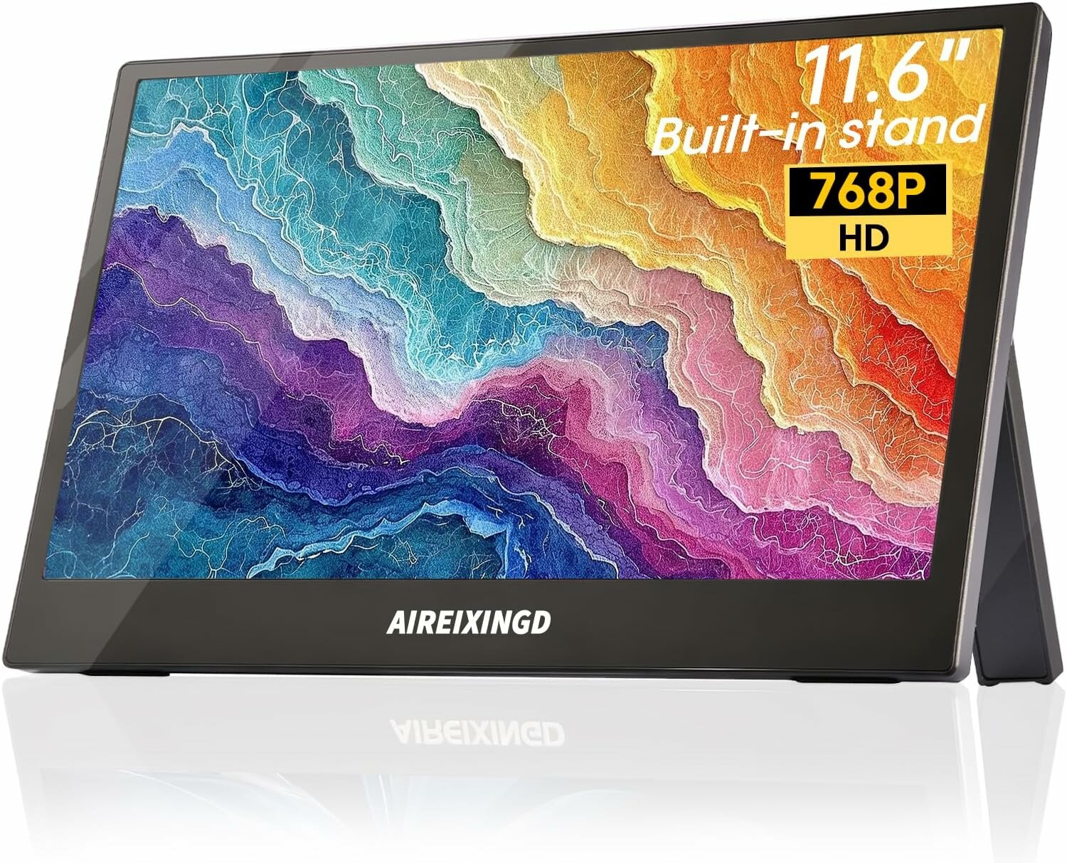 Портативный монитор 11,6 дюйма, дисплей HD IPS 1366x768P, 60 Гц, ультратонкий дорожный монитор с USB/Type-C/Mini HDMI и подставкой, удлинитель экрана для ноутбука, Mac, телефона, PS, Xbox, Switch
