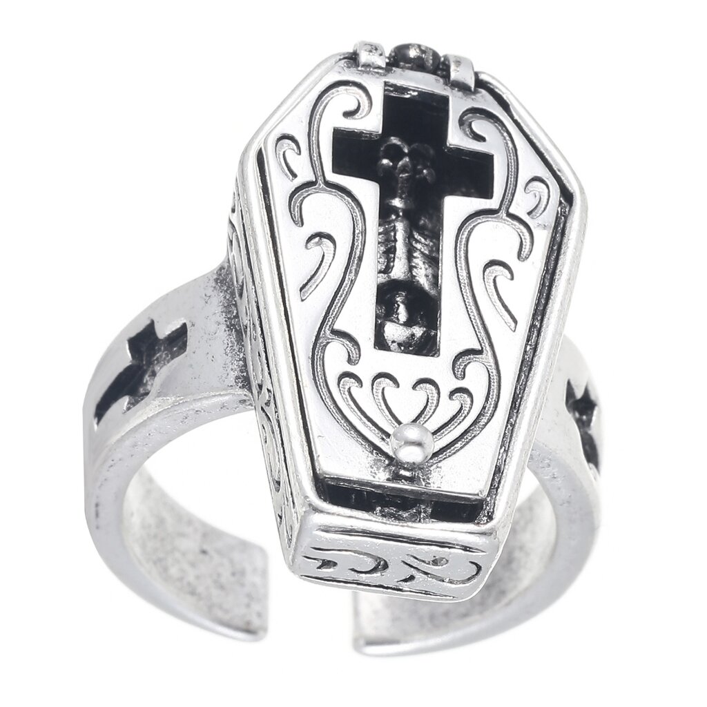 Высококачественные Кольца Для Гробовых Крестов с Регулируемым Кольцом для Гробовых Крестов с Готическим Черепом для Любителей Уникального Стиля и Моды