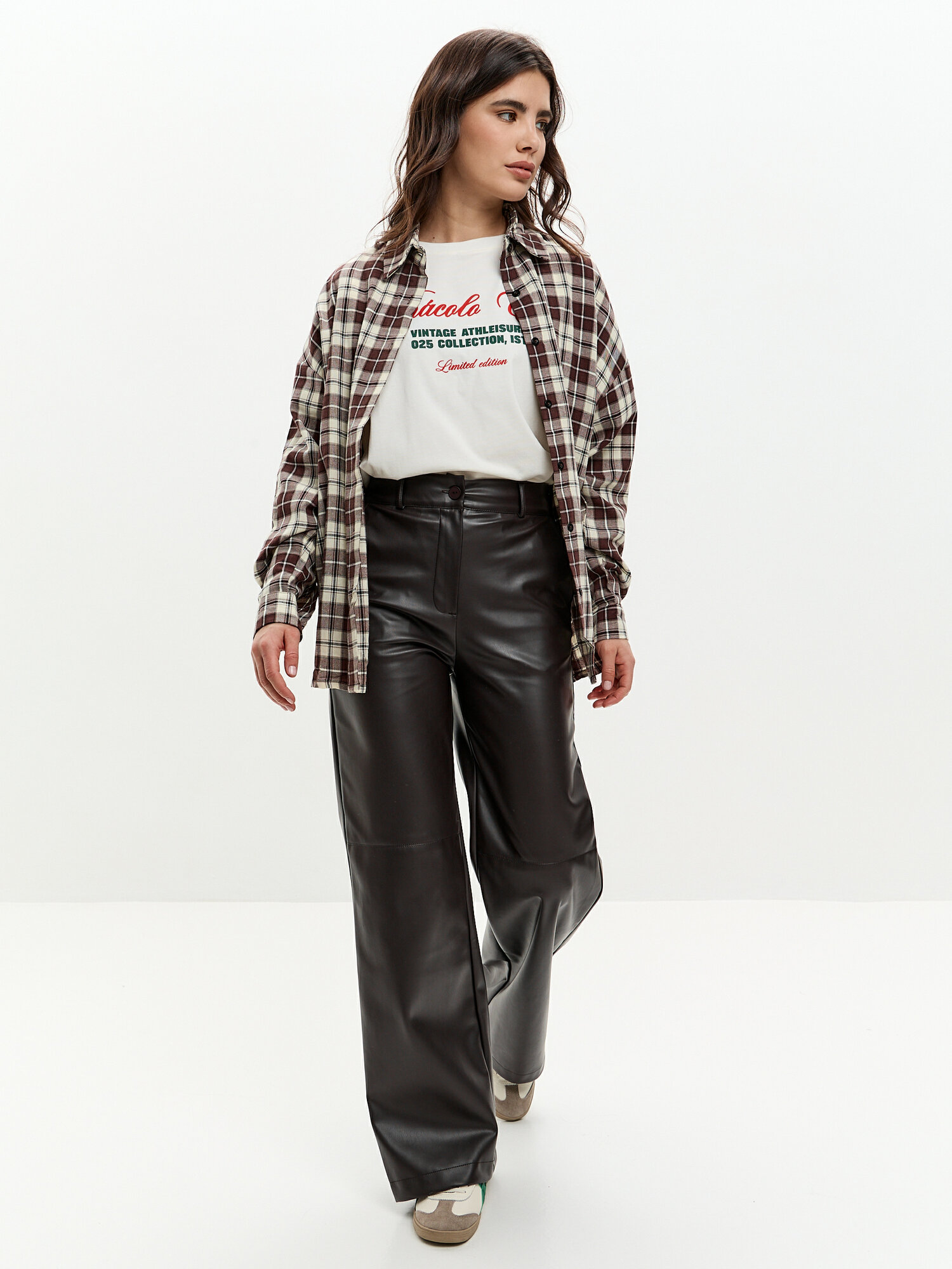 Брюки палаццо Весна, эко кожа 2026