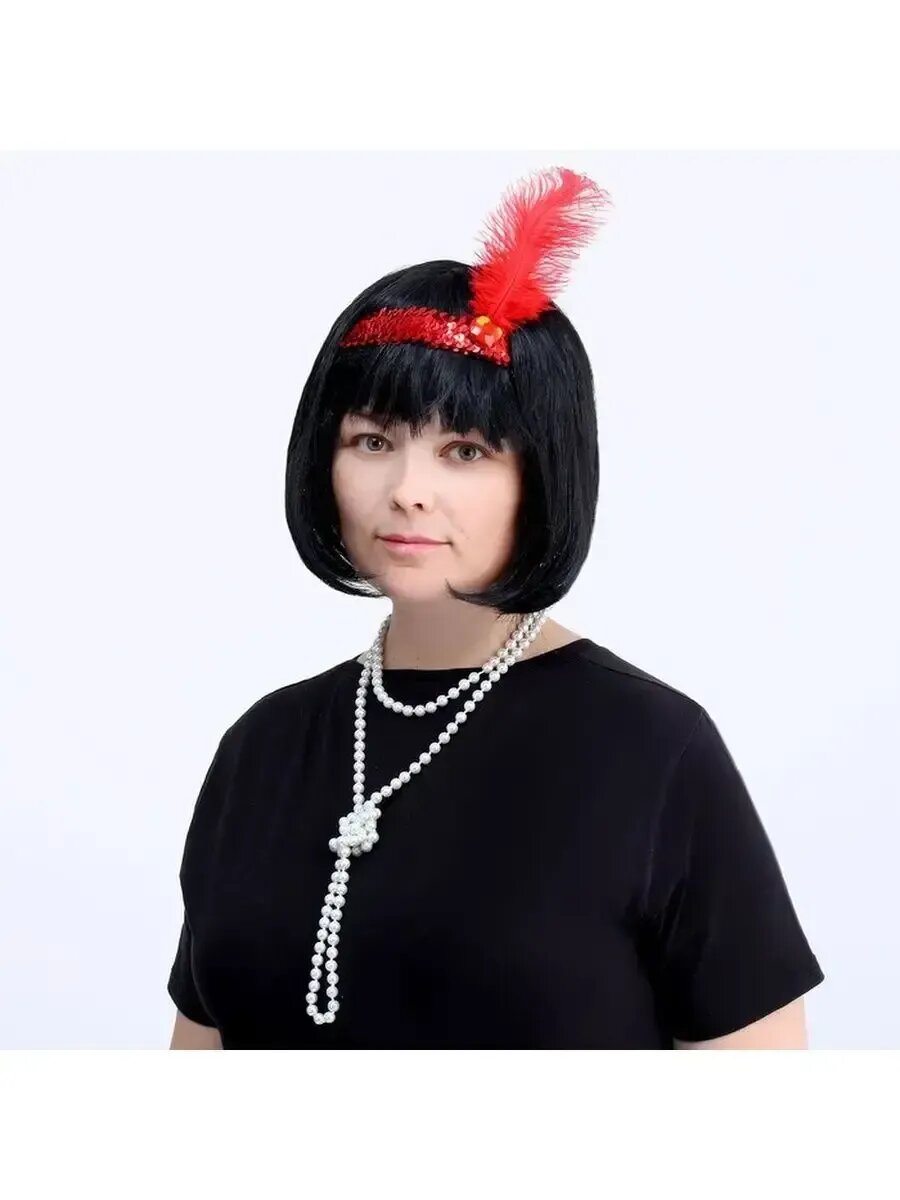 Карнавальный набор вечеринка Гэтсби"Брюнетка", парик, повязка