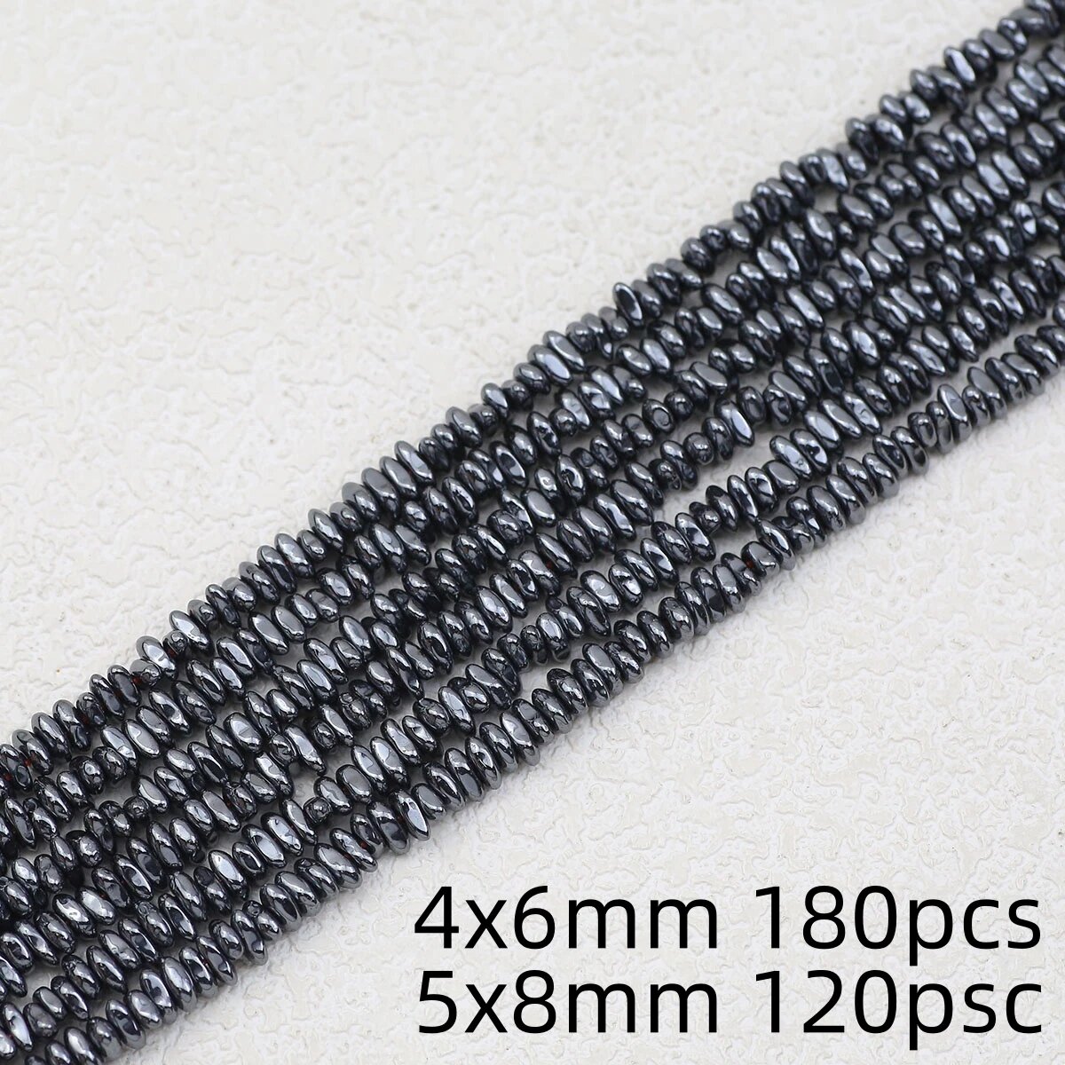 Бусины гематита 4x6 мм, 180 шт, черный