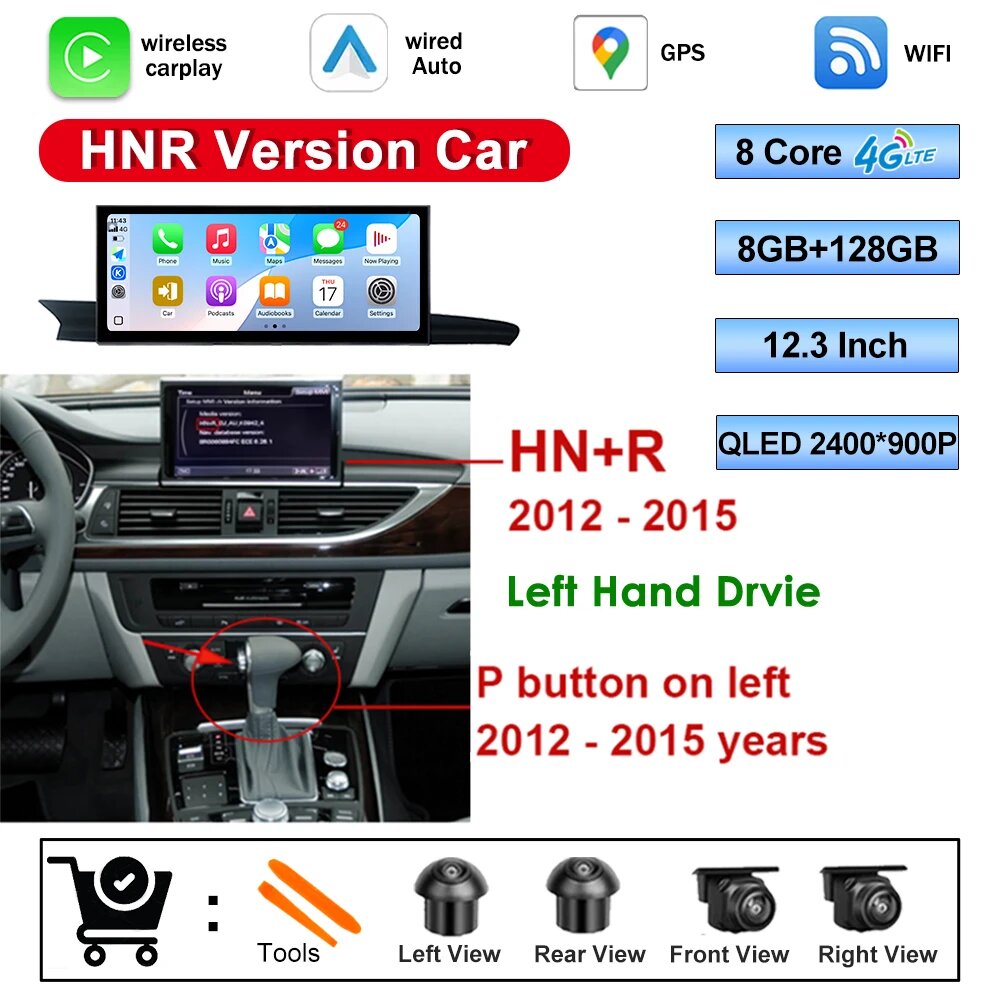 Для Audi A6 A6L A7 C7 2012-2018 Android 14 12,3 "сенсорный экран автомобильный HNR 8G 128G 360