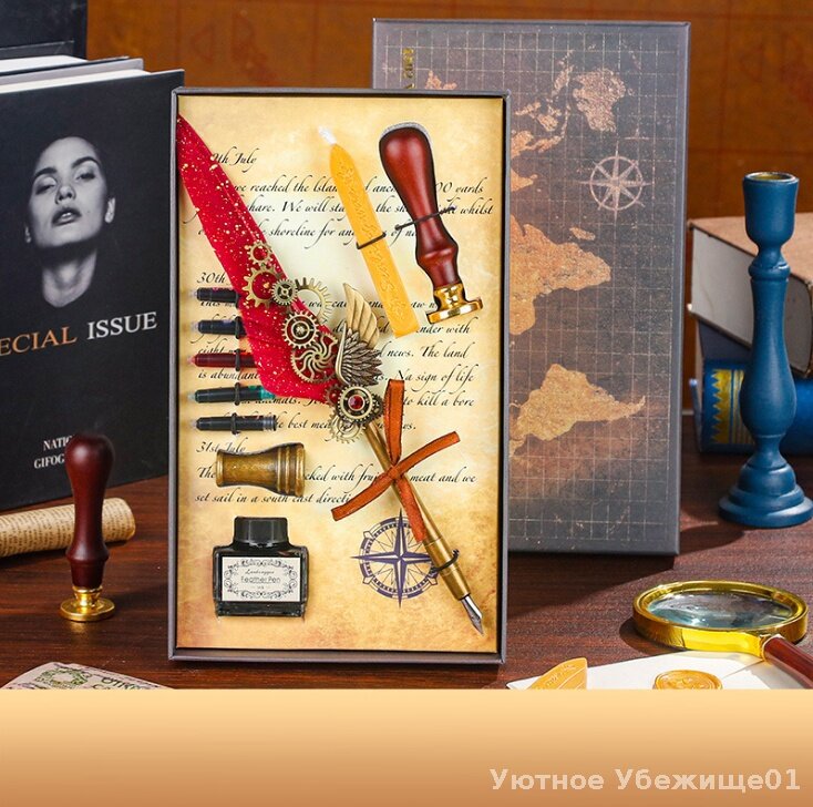Подарочный набор MyPads "Harry Potter", чернила, перо, печать, 5 цветов, 26 см x 12 см x 4 см