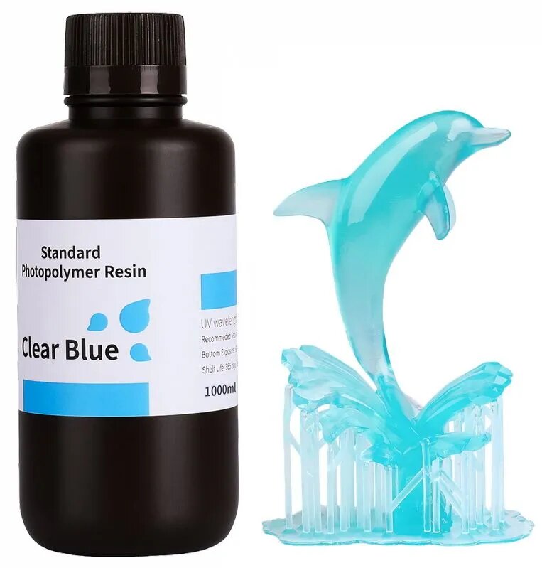 Фотополимерная смола Elegoo Standard Resin, прозрачный голубой, Clear Blue, 1 л