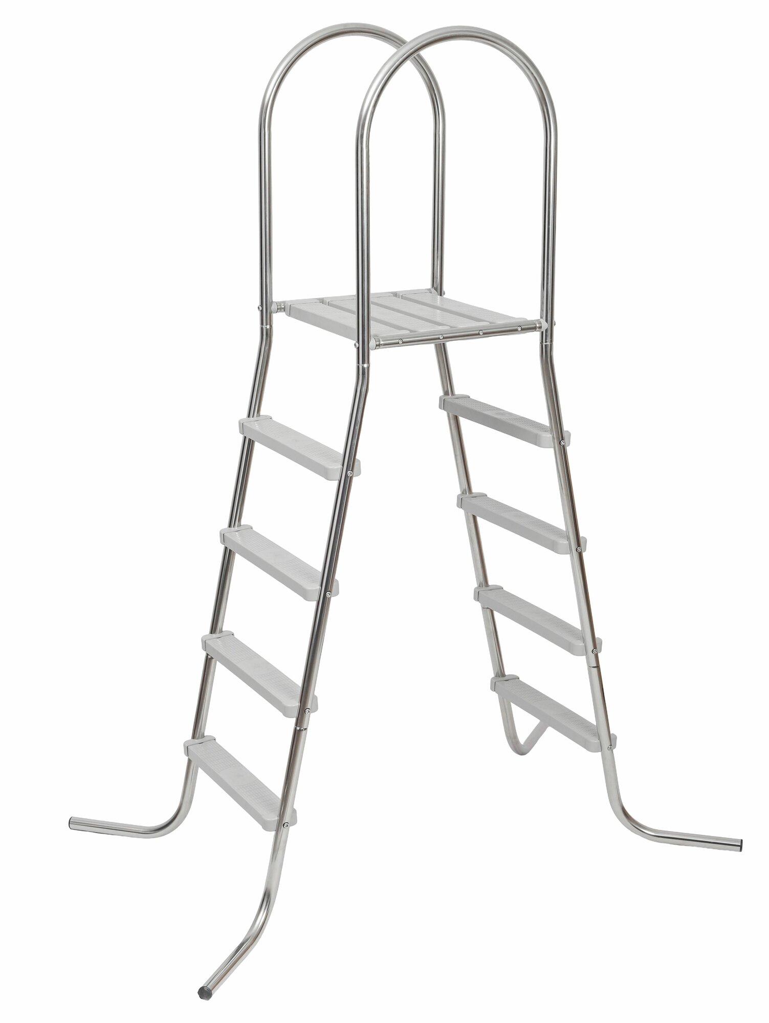 Лестница двусторонняя лагуна из нержавеющей стали с пластиковыми ступенями для бассейнов высотой до 130 см