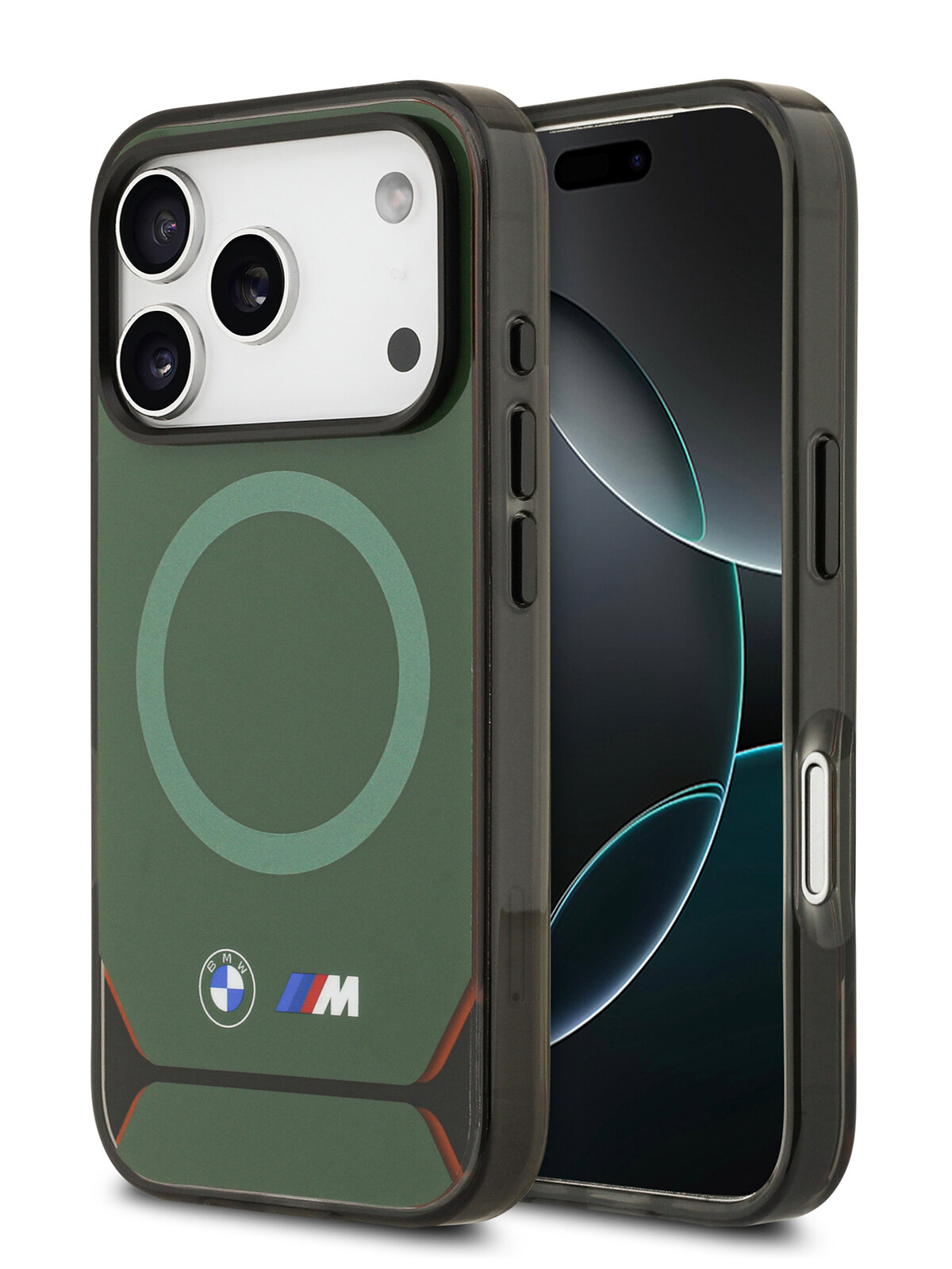Чехол BMW на iPhone 17 Pro Max, с магнитами MagSafe, с принтом IML Design, зеленый