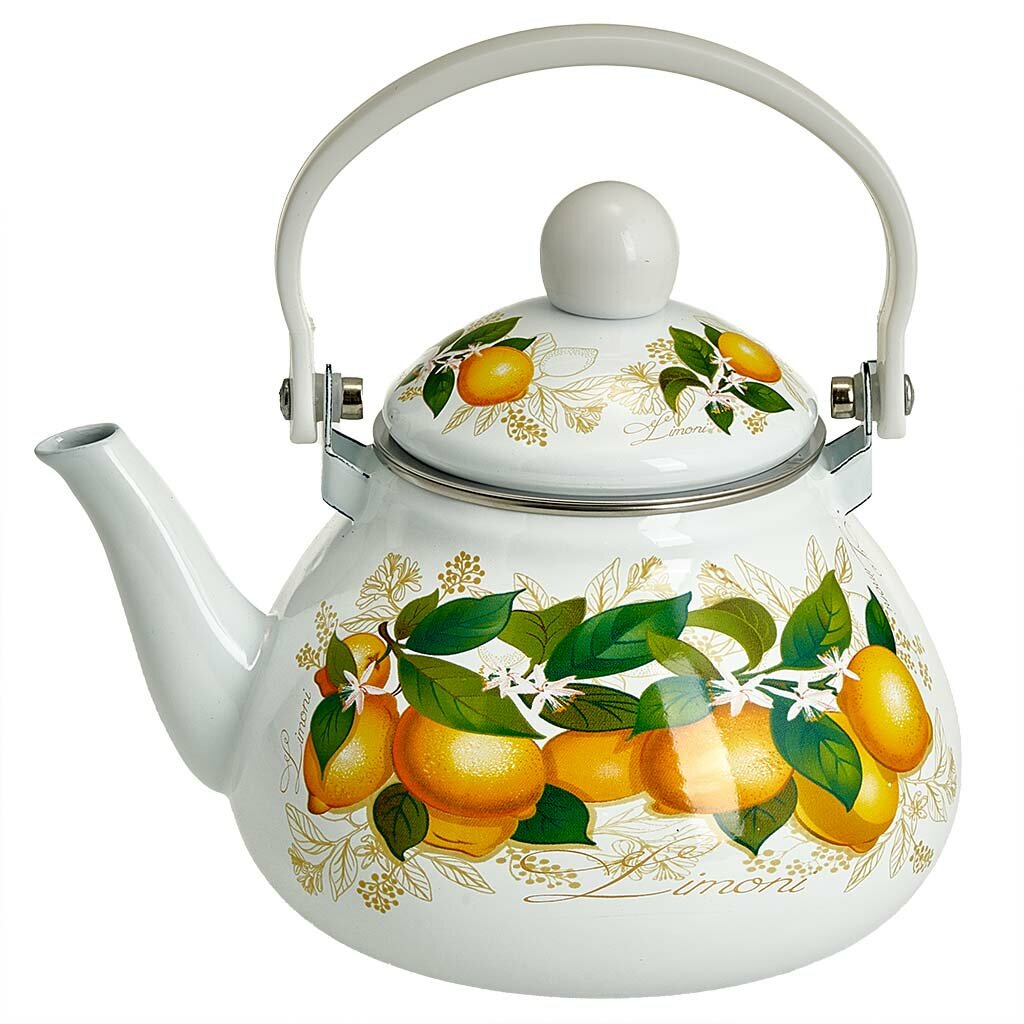Чайник 1,3 л эмалированный с фильтром из нержавеющей стали EM-1331 "Лимоны"
