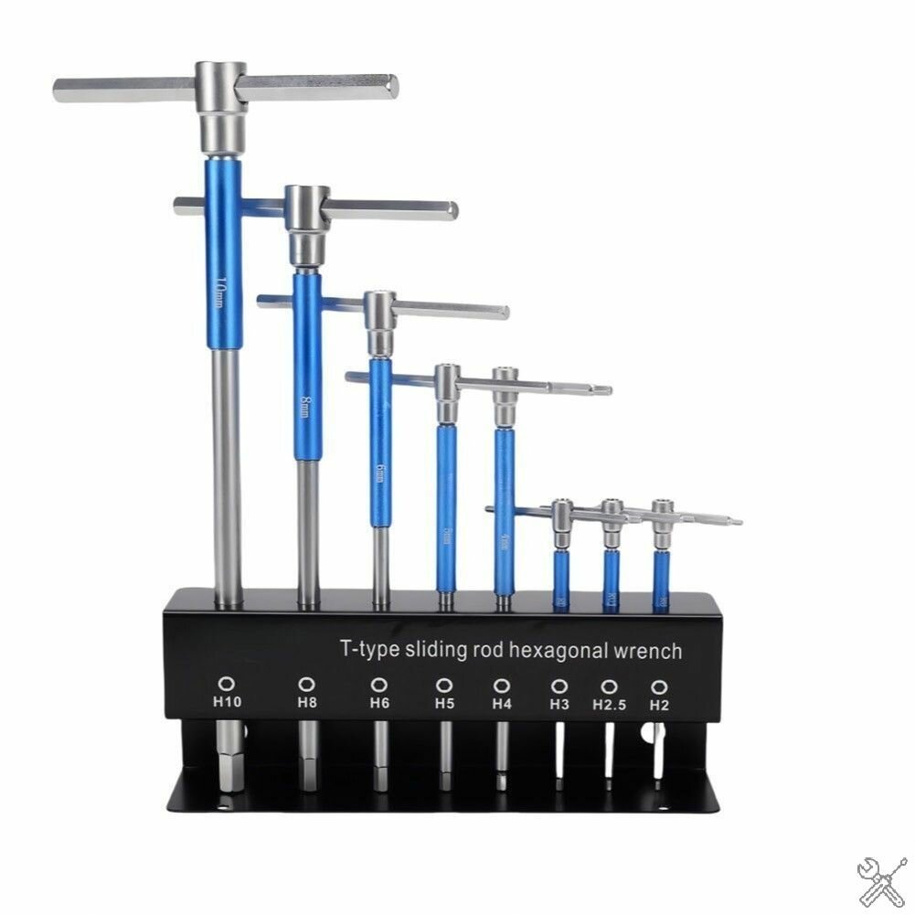 Набор шестигранных ключей с Т-образной ручкой для ремонта, инструмент для ремонта велосипедов (8 шт. на железной раме) T/L-образный скользящий шестигранный ключ