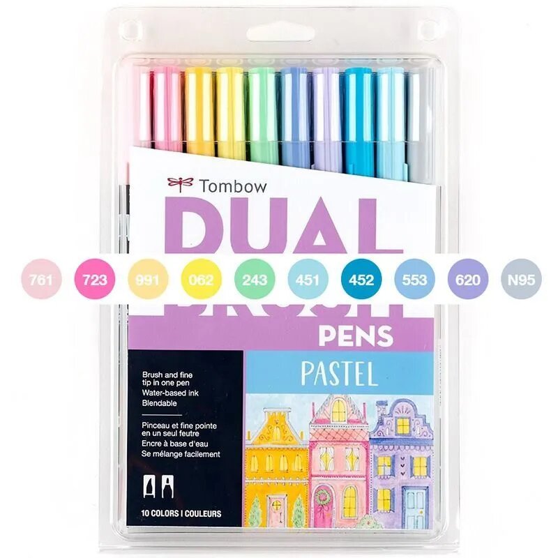 Tombow Dual Brush Pen Pastel 10 Colors | Акварельный маркер для граффити